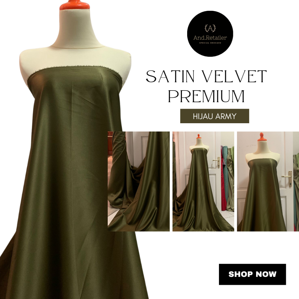 Jual Kain Satin Velvet Premium Warna Hijau Army Bahan Seragaman Bahan ...