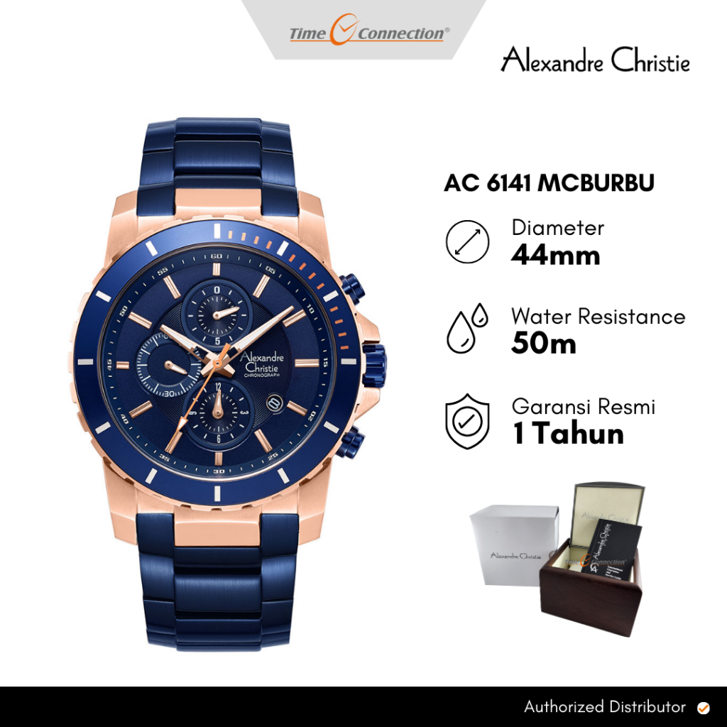 Jual Alexandre Christie AC 6141 MCBURBU Biru Rosegold Original / Jam ...