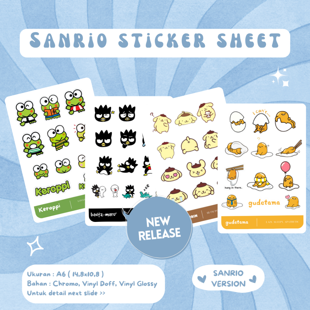 Jual Sticker Sheet Sanrio Sticker Deco Sanrio Stiker Gudetama Stiker ...