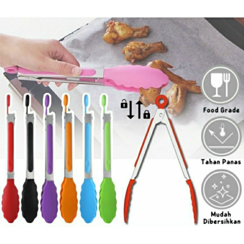 Jual PENJEPIT MAKANAN SILICONE + STAINLESS / CAPITAN SALAD BUAH ...