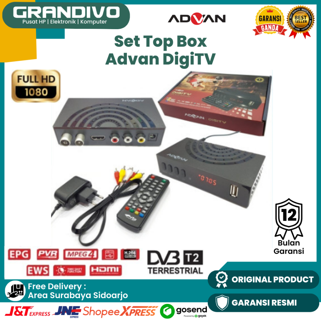 Jual STB Advan DIGITV Set Top Box Advan DVB T2 Digital TV garansi Advan ...