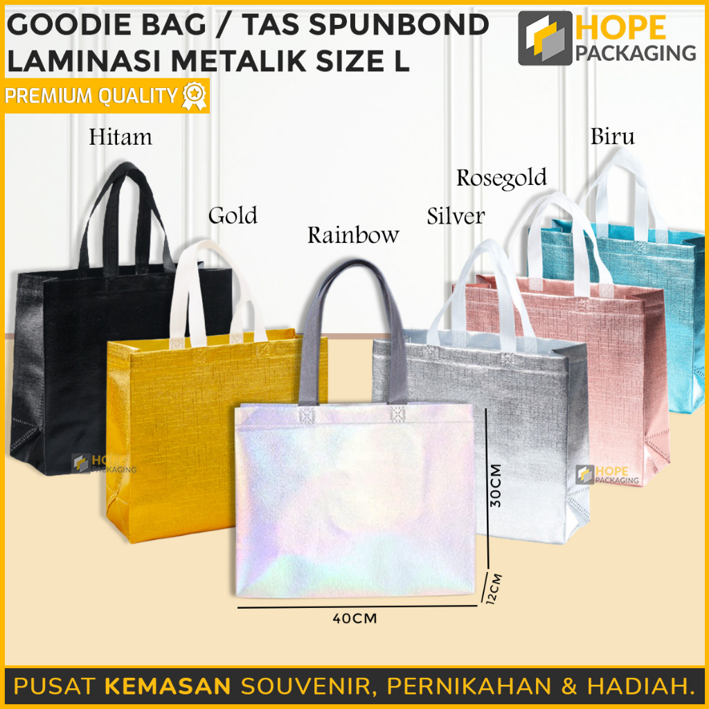 Jual Goodie Bag Laminasi Metalik Glossy SIZE M dan L / Tas Spunbond ...