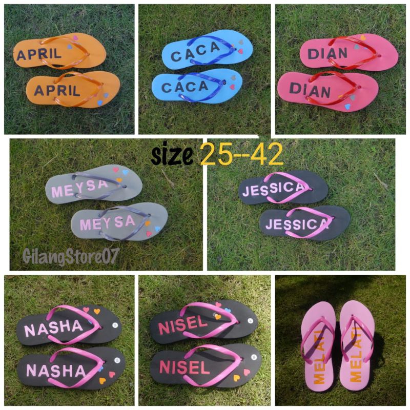 Jual PROMO SANDAL NAMA CUSTOM DESAIN ELEGAN | Shopee Indonesia