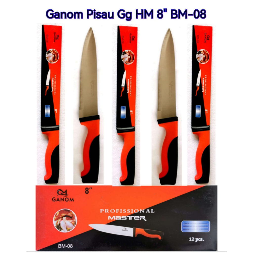 Jual Ganom Pisau Dapur Gagang Hitam 8 inch BM-08 | Shopee Indonesia