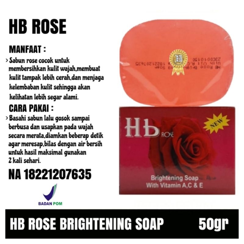 Jual HB Rose Brightening Soap BPOM 50gr (Satuan) | Shopee Indonesia