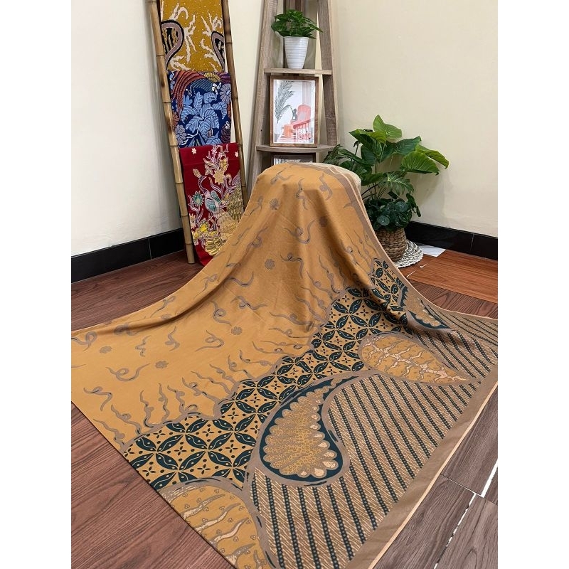 Jual Kain batik solo kawung akar jalar kuning soft | Shopee Indonesia