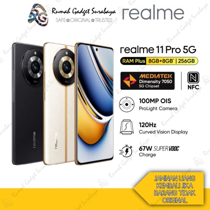 Jual HP realme 11 Pro 5G 8GB+8GB*/256GB (120Hz Display | 100MP OIS ...