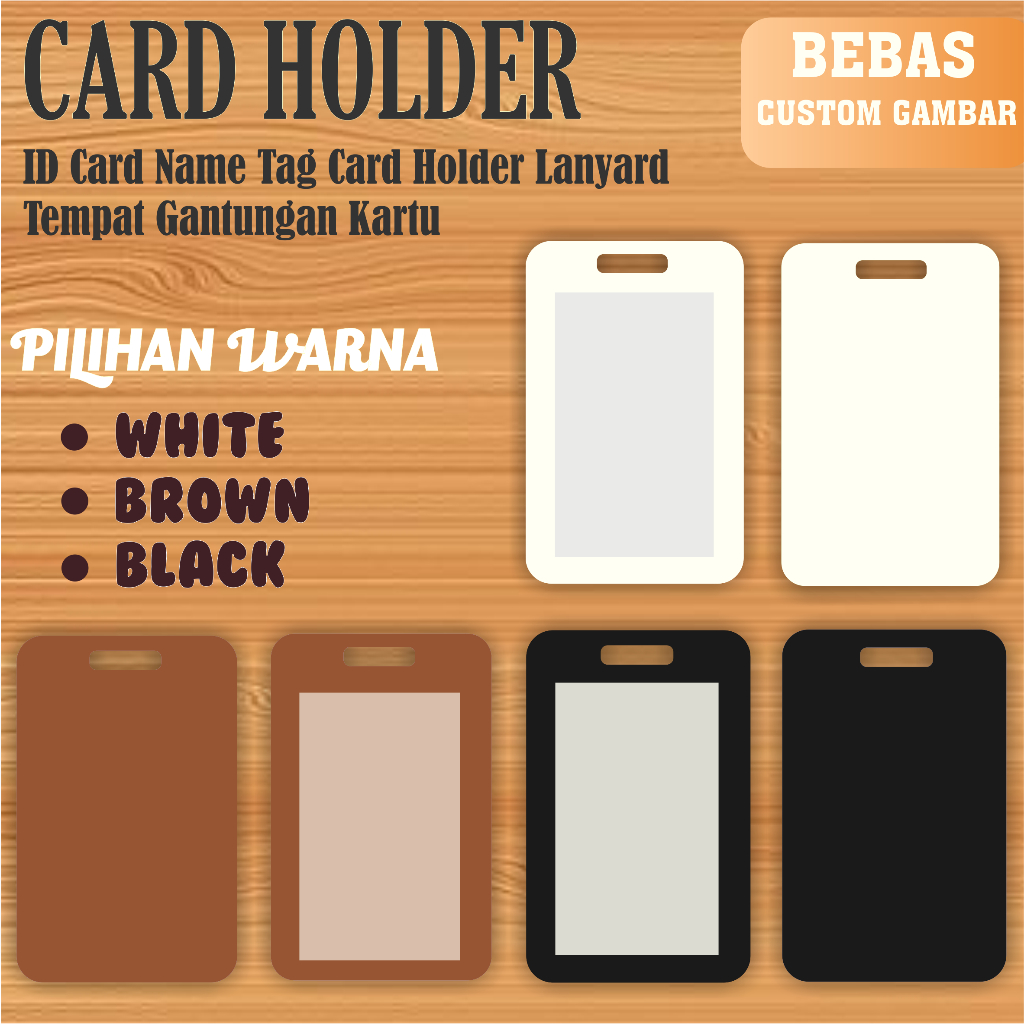 Jual ID Card Holder Name Tag Polos Putih Hitam Coklat Kartu E-money ...
