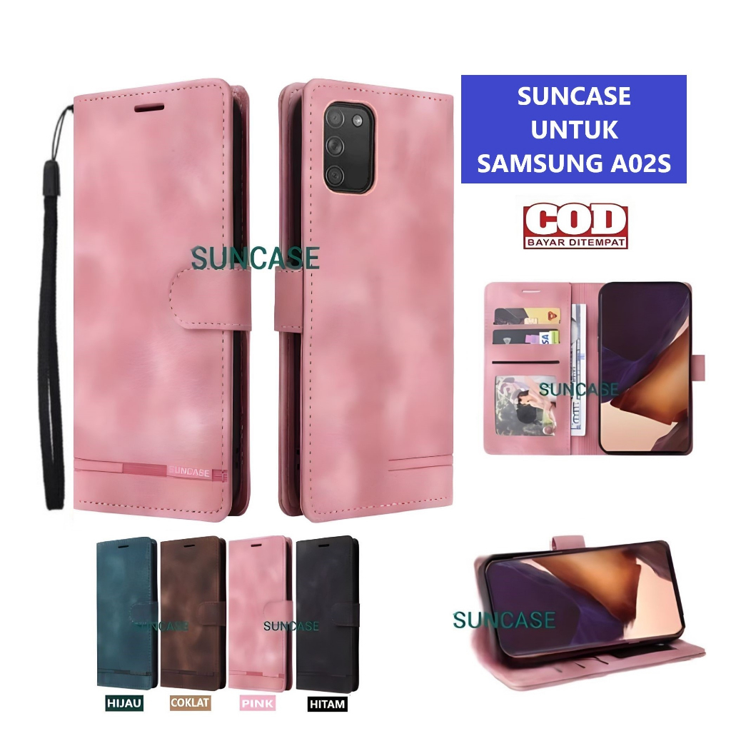 Jual Casing SAMSUNG A02S model flip buka tutup case kulit ada tempat ...