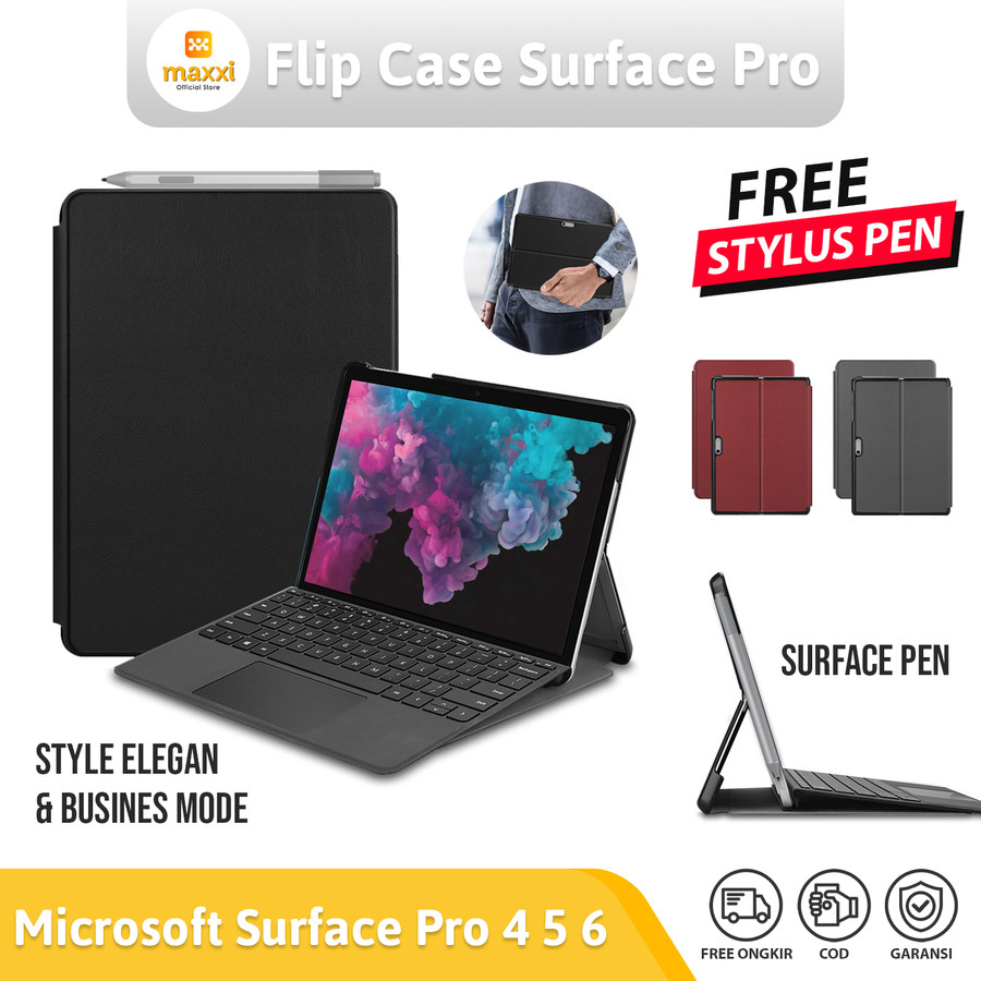 Jual Microsoft Surface Pro Gen 4 5 6 7 Flip Case Cover Casing Slot Pen ...