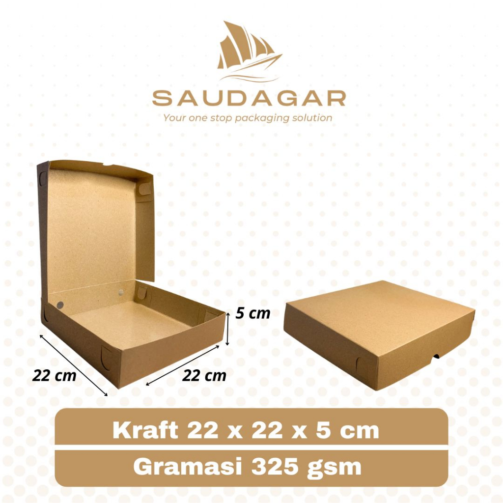 Jual Box Kotak Pizza Ukuran 22x22x5 cm Bahan Kraft Gramasi 325 gsm ...