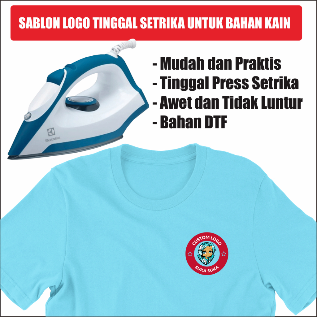 Jual BA158 Sablon Logo Setrika Bisa Custom Logo Sendiri Tinggal Tempel ...