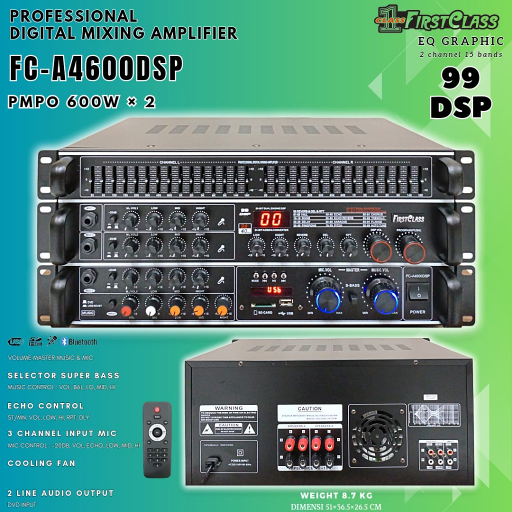 Jual Professional Digital Amplifier 99 DSP Mixing Effects 4600DSP ...