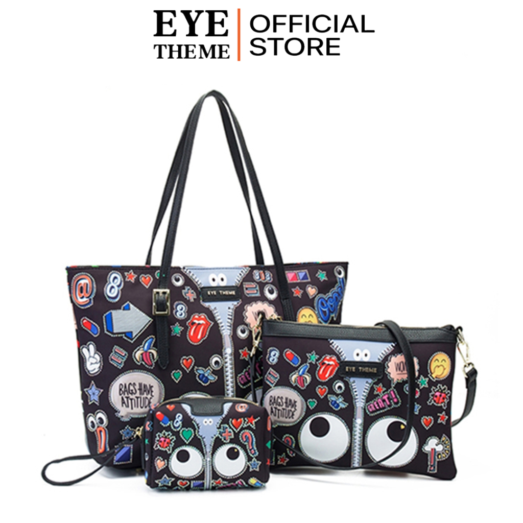 Jual EYE THEME ~ Tas Wanita Stelhy Beaded Eye Theme Printed 3 in 1 Tote ...