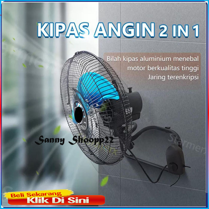 Jual wall fan / desk fan 2in1 Kipas Angin 12 inch Tornado 2IN1 Swing ...