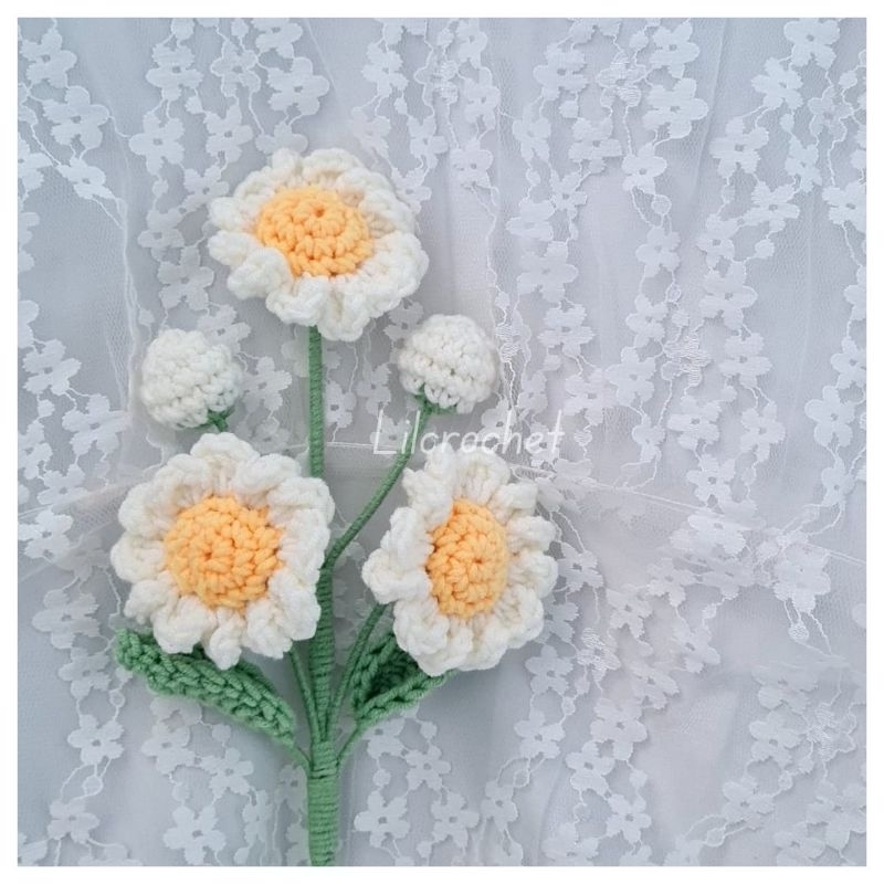 Jual Amigurumi Bunga Daisy Cluster Rajut untuk baan bouquet buket ...