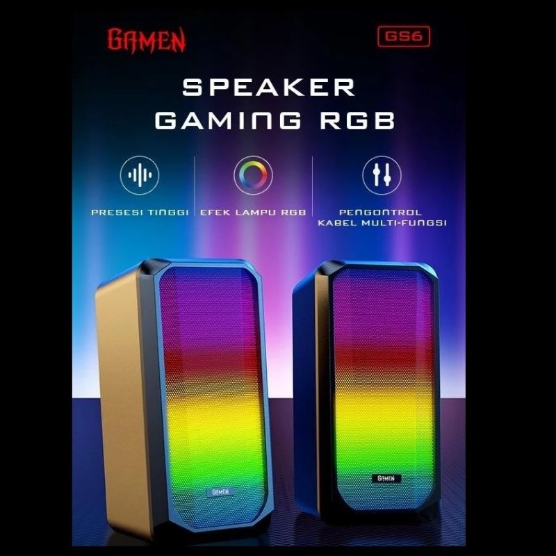 Jual Gamen GS6 Gaming Speaker With RGB Rhytqhm Lights Excellent Bass 6W ...