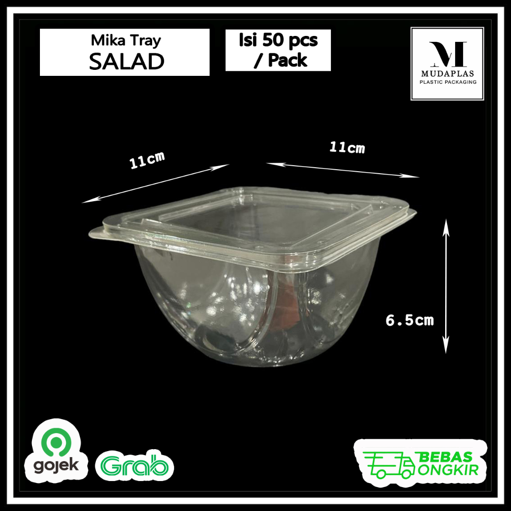 Jual Mika Tray Salad Buah Tebal isi 50 pcs Kotak Tempat Salad Plastik ...