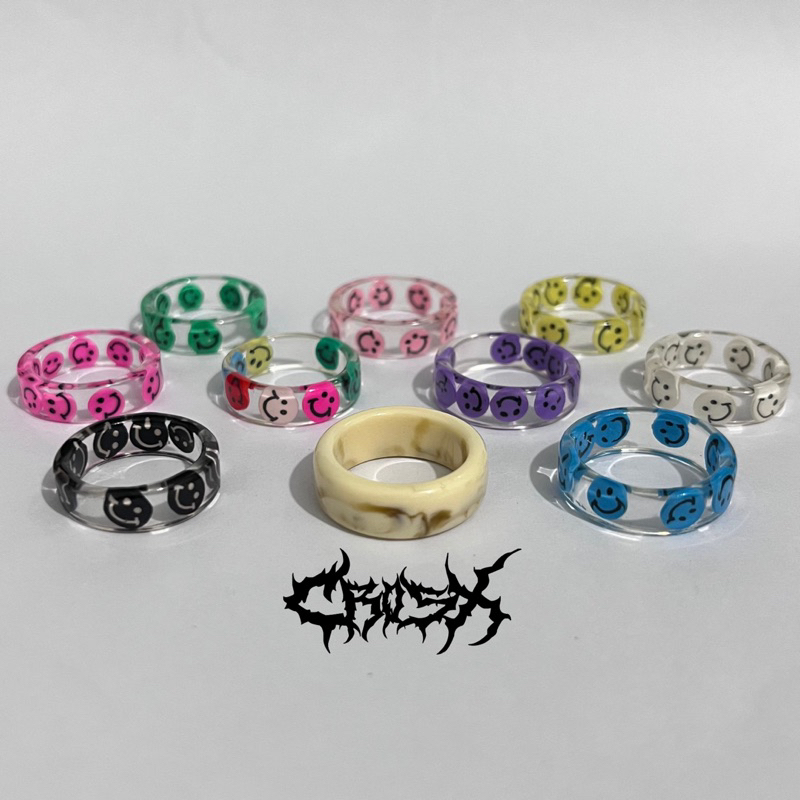 Jual LUCA SMILE RING / RESIN AKRILIK PLASTIK SMILING SMILEY FACE SWEET ...