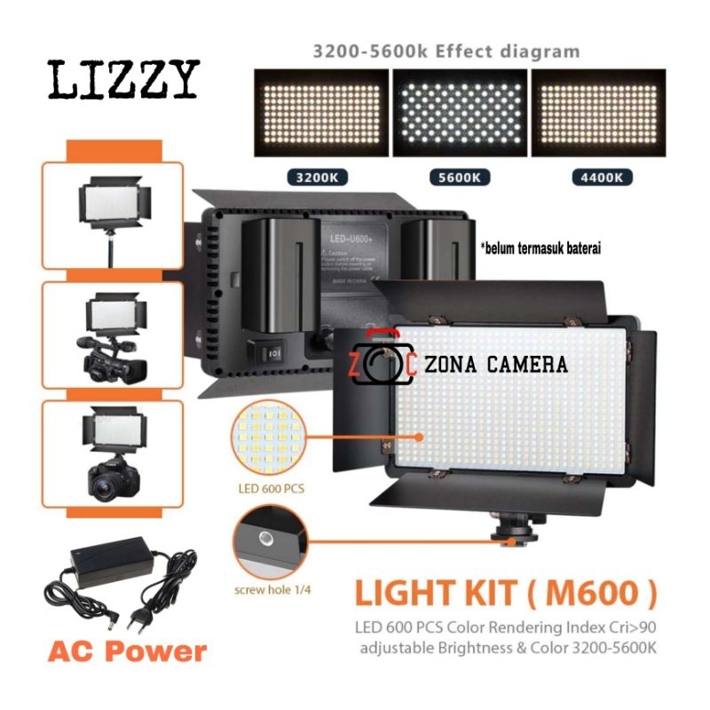 Jual Lizzy Bee M600 LED Video Light 600+ Lampu Fill Shooting Foto ...