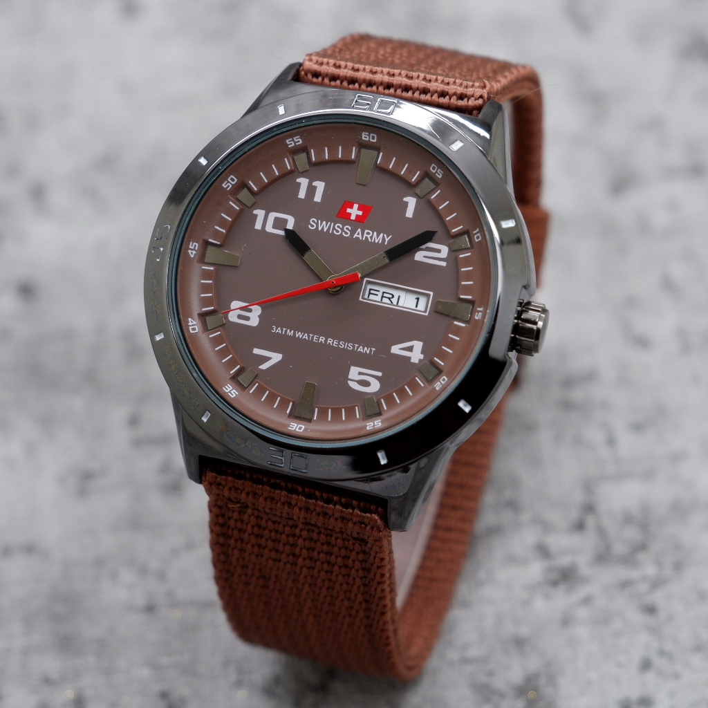Jual Jam Tangan Pria Swiss SA005 Analog Strap Canvas | Shopee Indonesia