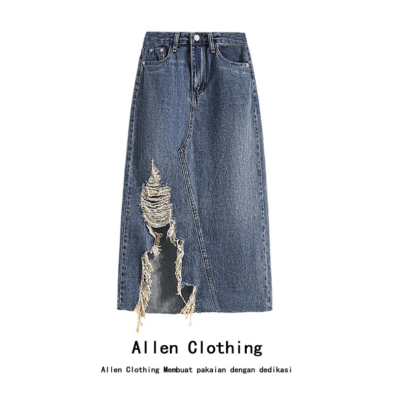 Jual Allen Clothing Rok denim panjang sedang dengan belahan pinggang ...