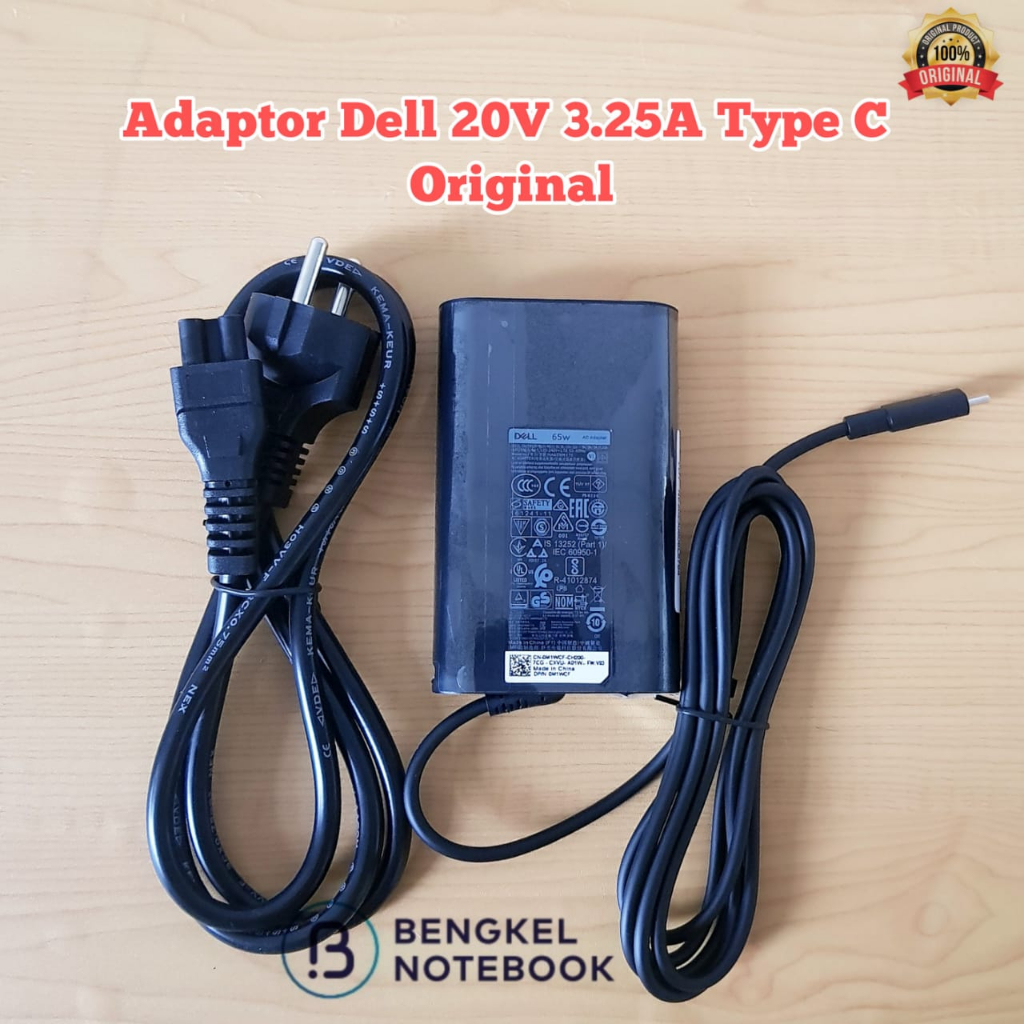 Jual Adaptor Dell 20v 3.25A 65w Type C USB C Dell XPS 12 9250 9365 Dell ...