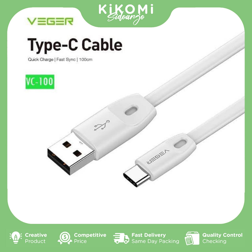 Jual Kabel Data VEGER Fetuchinne VC-100 Type-C 1M - KM | Shopee Indonesia