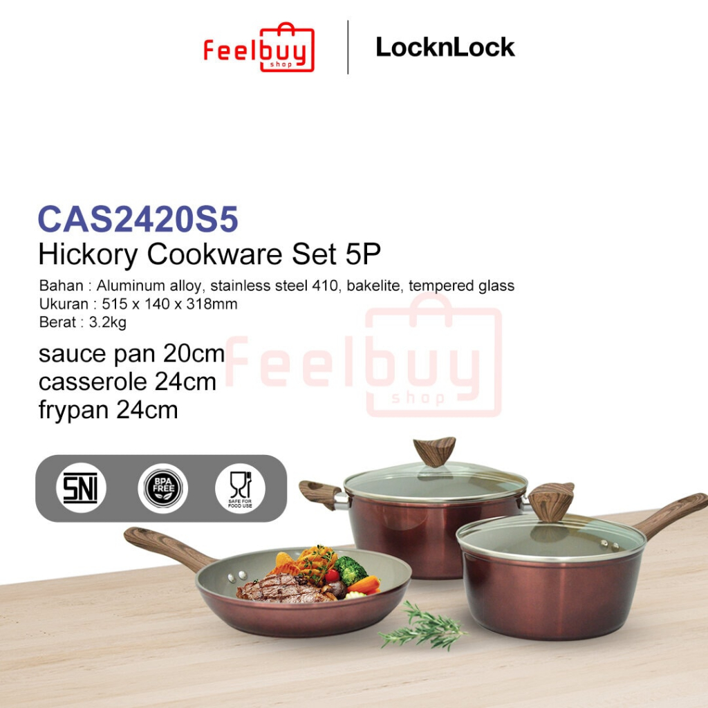 Jual LocknLock Hickory Cookware Set 5P - CAS2420S5 | Shopee Indonesia