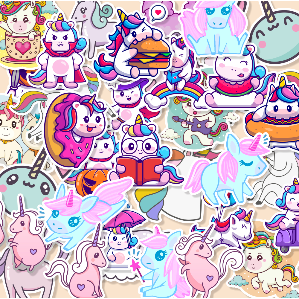 Jual (20 pcs) stiker Random/ cetak stiker murah UNICORN-cute/murah ...