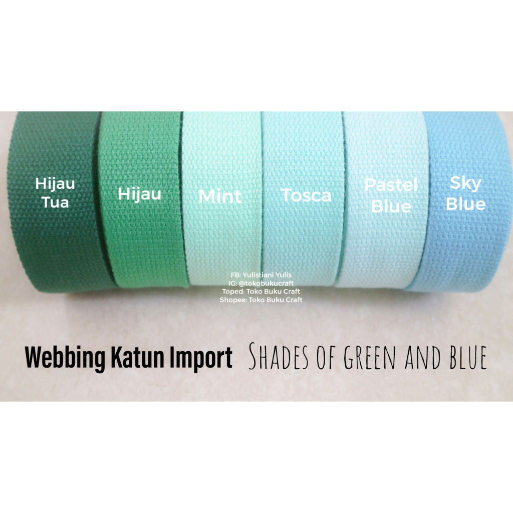 Jual Webbing Katun Import Shade of Green and Blue (per 5m) | Shopee ...