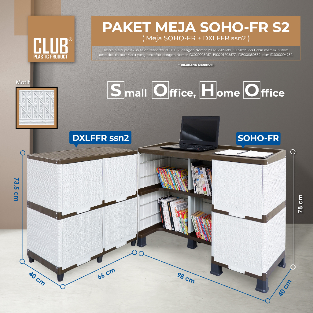 Jual Meja Belajar / Rak Buku / Meja Minimalis / Meja Kerja / Meja SOHO SET 2 CLUB Serbaguna ...