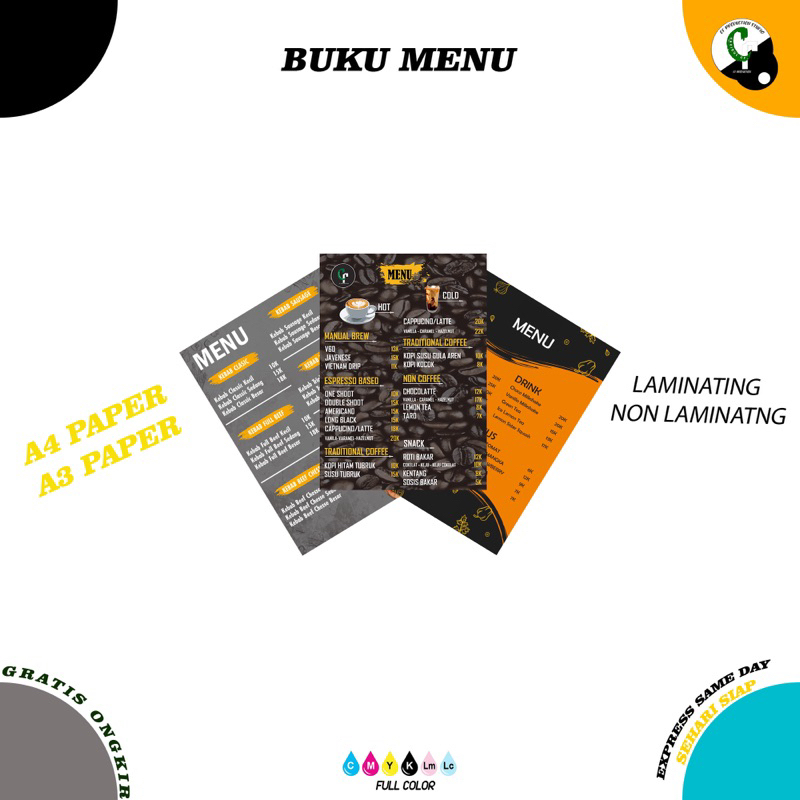 Jual CETAK MENU MAKANAN + LAMINATING A4/A3 | Shopee Indonesia