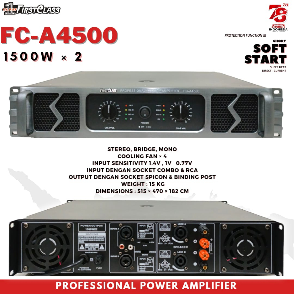 Jual Professional Power Amplifier FirstClass FCA 4500 Class AB | Power ...