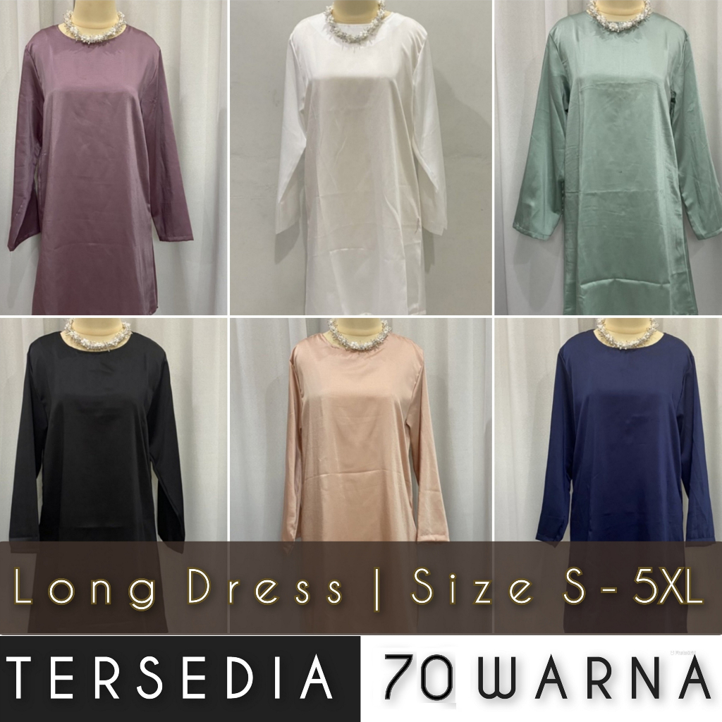 Jual Long Dress Polos | Inner Blouse Manset Satin velvet JUMBO 5XL 4XL ...