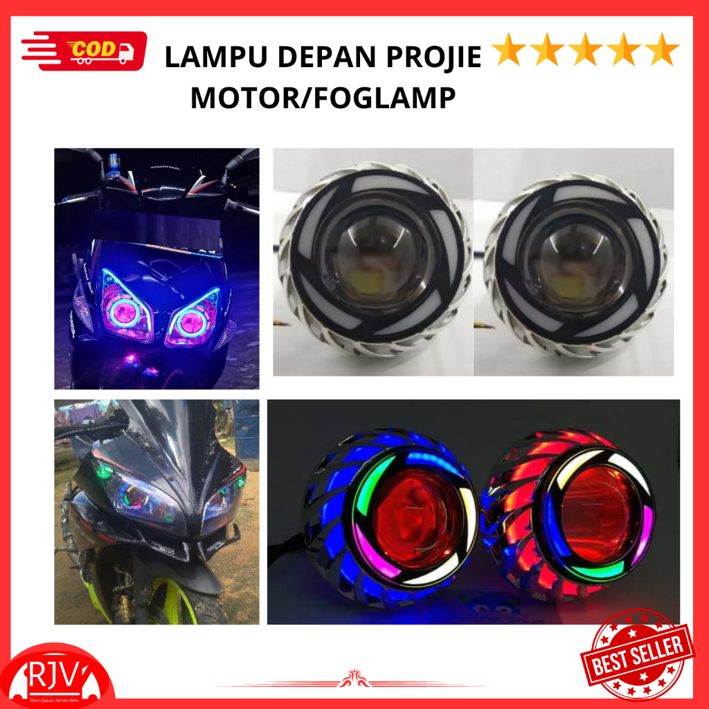 Jual lampu projie depan motor led besar 3.5 Rainbow Universal Banyak ...