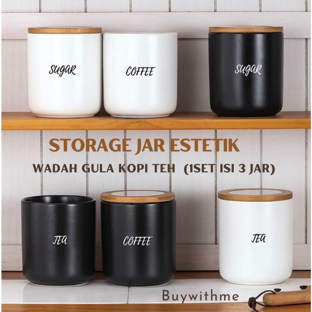 Jual Tempat Kopi Gula Teh / Wadah Penyimpanan Multifungsi Set 3 In 1 ...