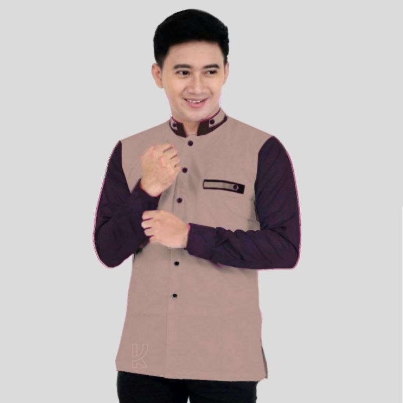 Jual Baju Koko Pria Dewasa Lengan Panjang Motif Scoder Warna Coksu ...