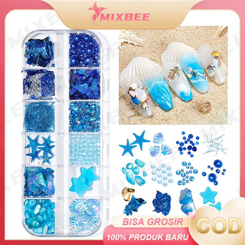 Jual 12 Sekat / Kotak Manik-Manik Mutiara / Biru Berlian 3D Untuk ...