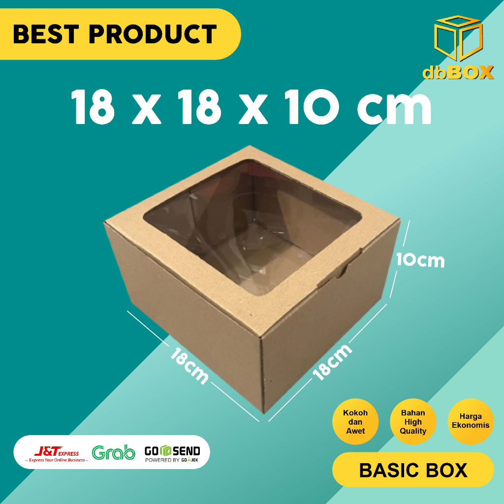 Jual (10Pcs) BOX MIKA 18x18x10 kardus die cut, untuk kue hampers gift ...