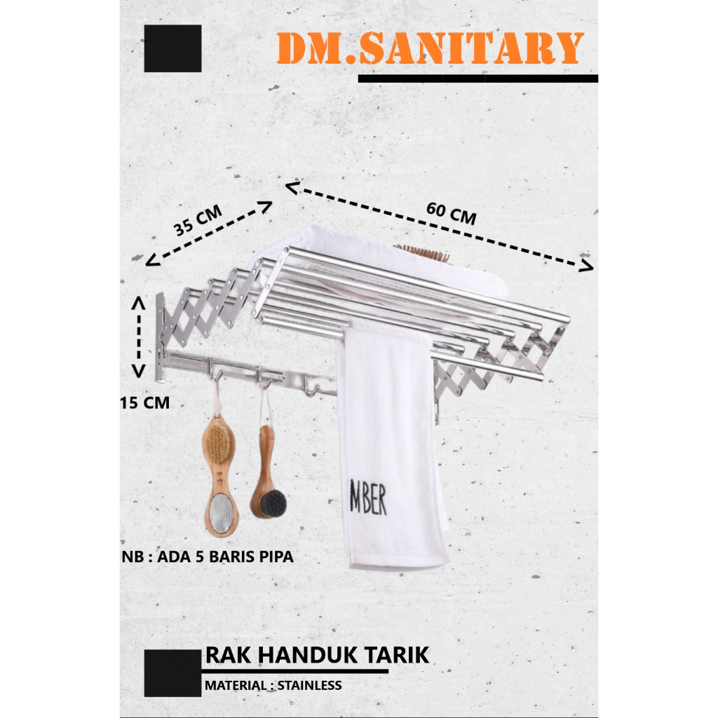 Jual RAK HANDUK TARIK STAINLESS / GANTUNGAN JEMURAN HANDUK DINDING ...