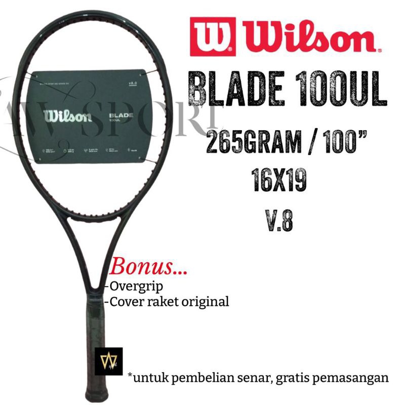 Jual Raket Tenis Wilson BLADE 100UL V8 NOIR Berat : 265g Original | Shopee Indonesia