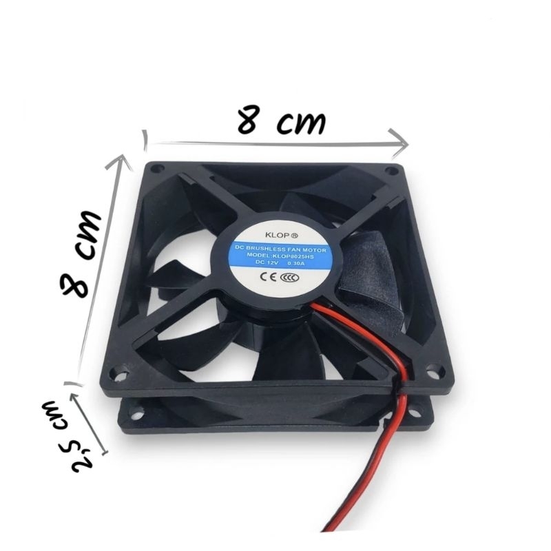 Jual KLOP Cooling Fan / Kipas Pendingin 12V 8x8 DC Socket | Shopee ...