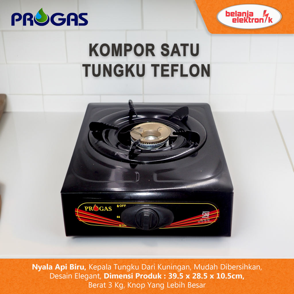 Jual KOMPOR GAS PROGAS 1 TUNGKU TEFLON | Shopee Indonesia