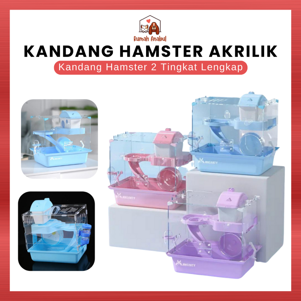Jual Kandang Hamster Akrilik Transparan - Kandang Hamster 2 Tingkat ...