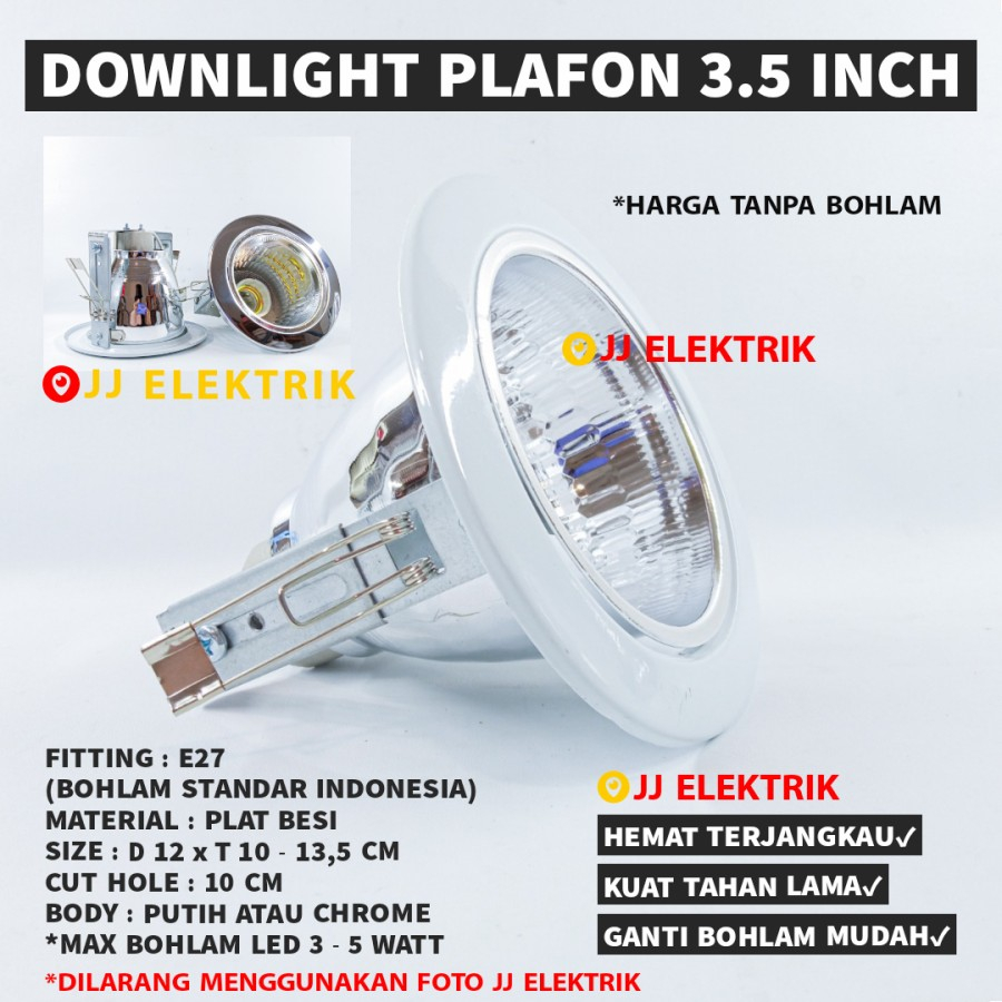 Jual Kap Lampu Plafon Downlight 3.5 Inch Adjustable Fitting E27 Ulir ...