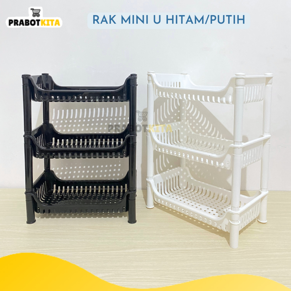 Jual Rak Mini Segi Hitam Putih / Rak Susun 3 / Rak Aesthetic / Rak ...