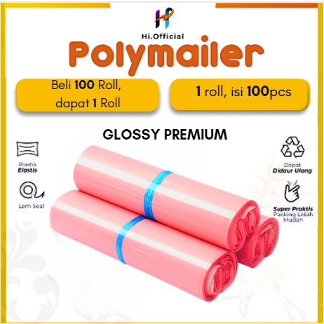 Jual PLASTIK PACKING POLYAMRE PINK MUDA / BABY PINK GLOSSY PREMIUM ...