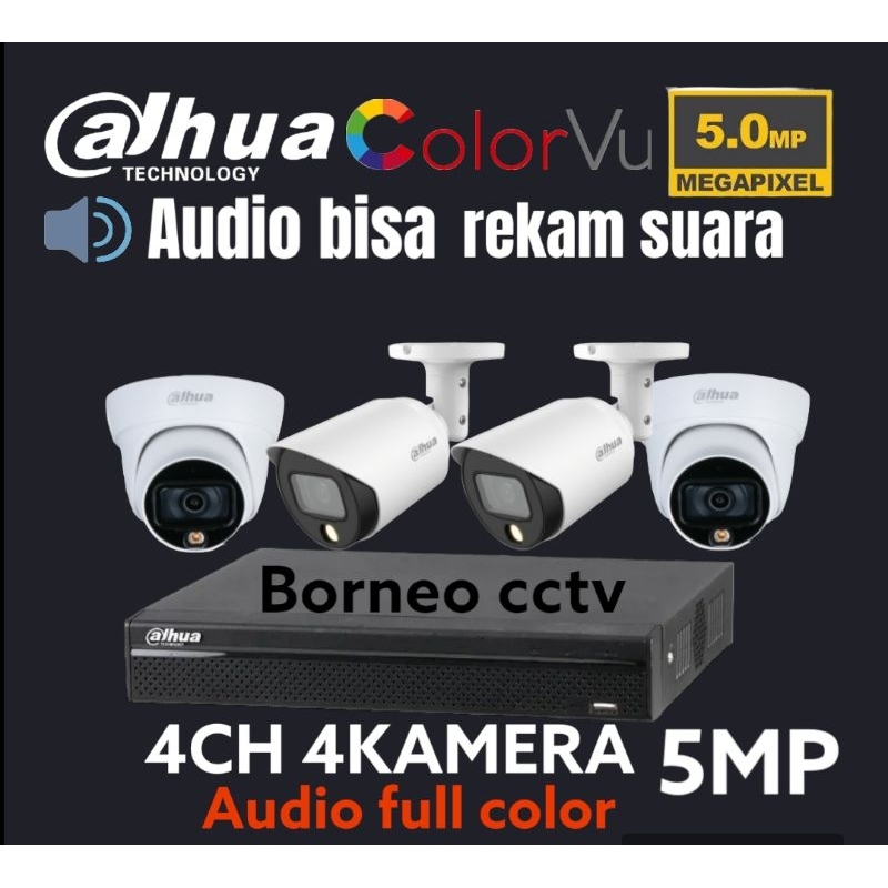 Jual PAKET CCTV DAHUA 5MP 4 CHANNEL 4 KAMERA AUDIO COLORVU FULL COLOR ...