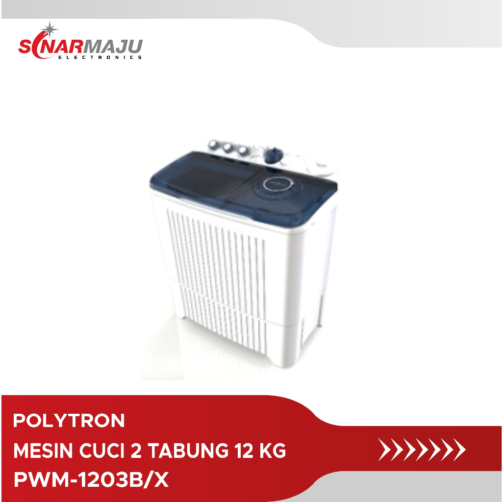 Jual Mesin Cuci 2 Tabung Polytron 12 KG Top Loading PWM-1203B/X ...